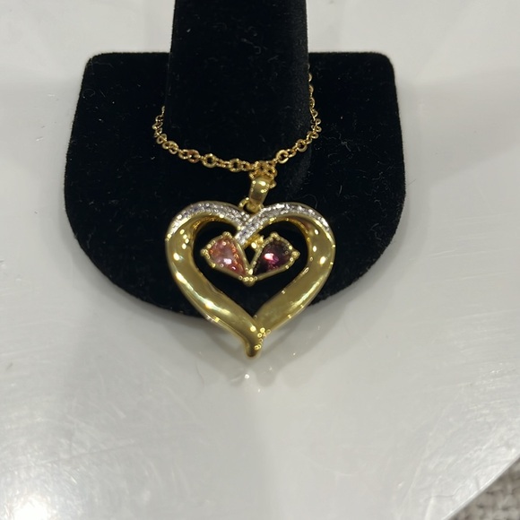 Danbury Mint | Jewelry | Danbury Mint 8kt Gold Diamond Pink Sapphireamethyst Floating Heart ...
